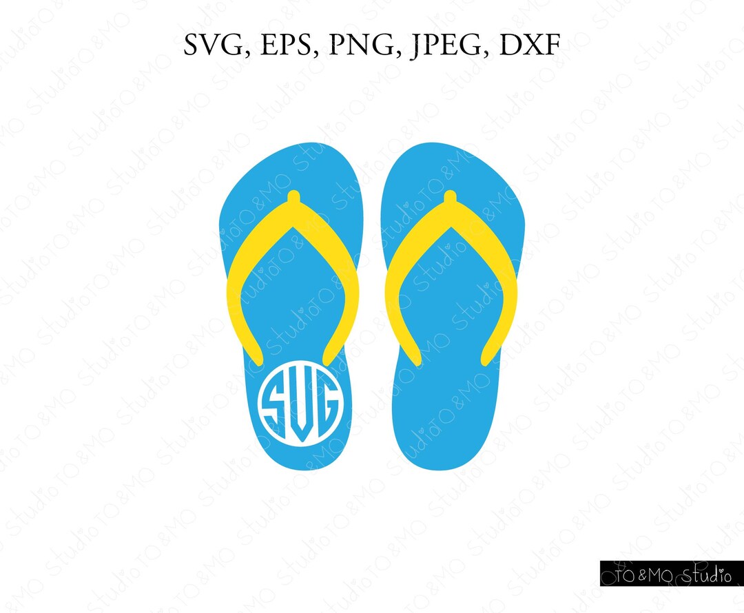Flip Flops Monogram Svg, Flip Flops , Summer Svg, Flip Flops Cut Files ...
