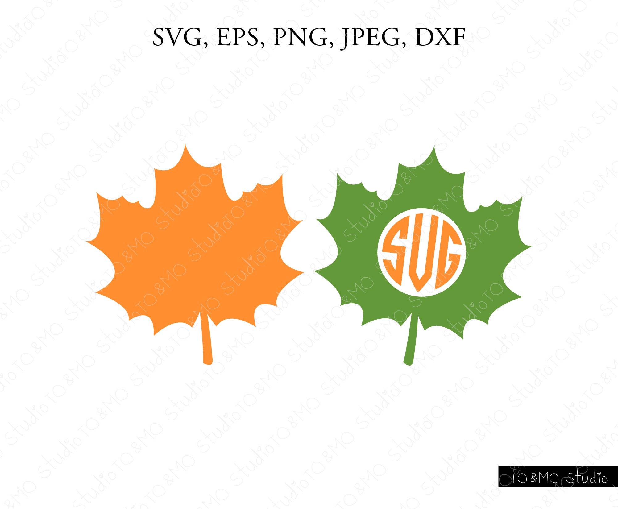 Leaf Monogram SVG Leaf Monogram Clipart SVG Autumn Svg | Etsy