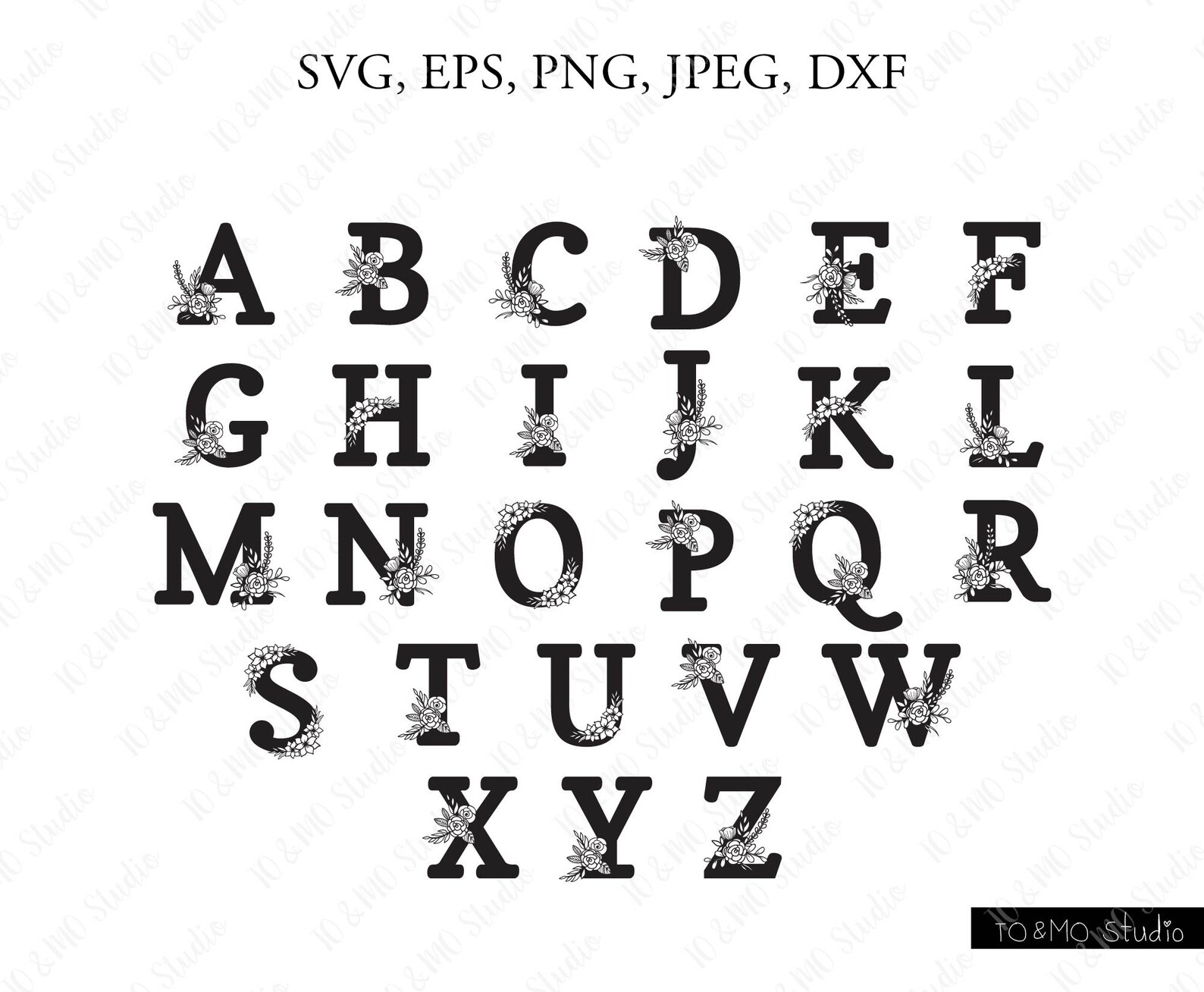 Monogram Svg, Monogram Alphabet Svg, Monogram Clipart, Flower Alphabet ...