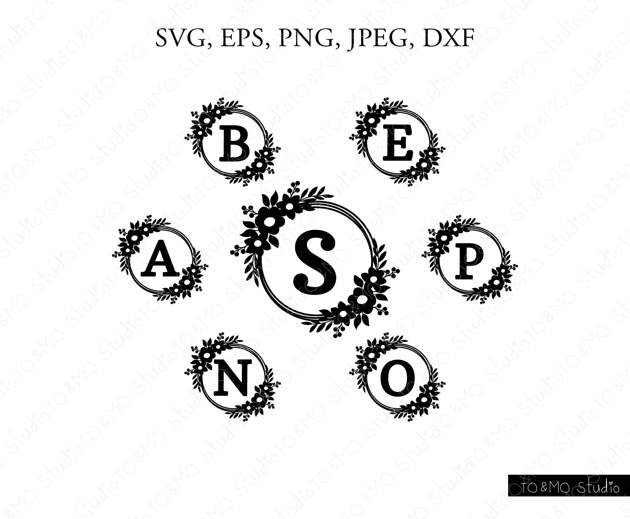 Monogram Svg Monogram Alphabet Svg Monogram Clipart Flower - Etsy