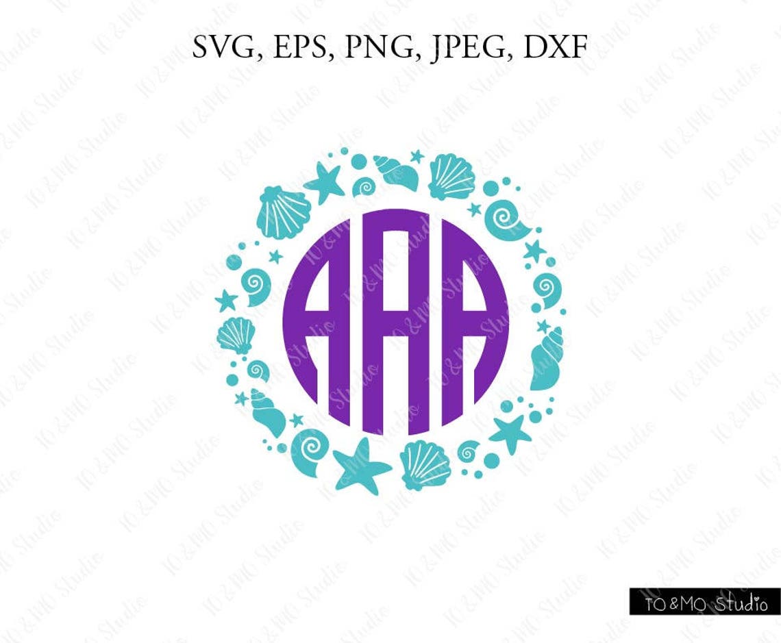 Seashell Wreath SVG Seashell Monogram Svg Mermaid Svg | Etsy