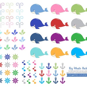 Cute Whale Clip Art & Vectors - Invitation, Crafting, Baby Shower, Web ...