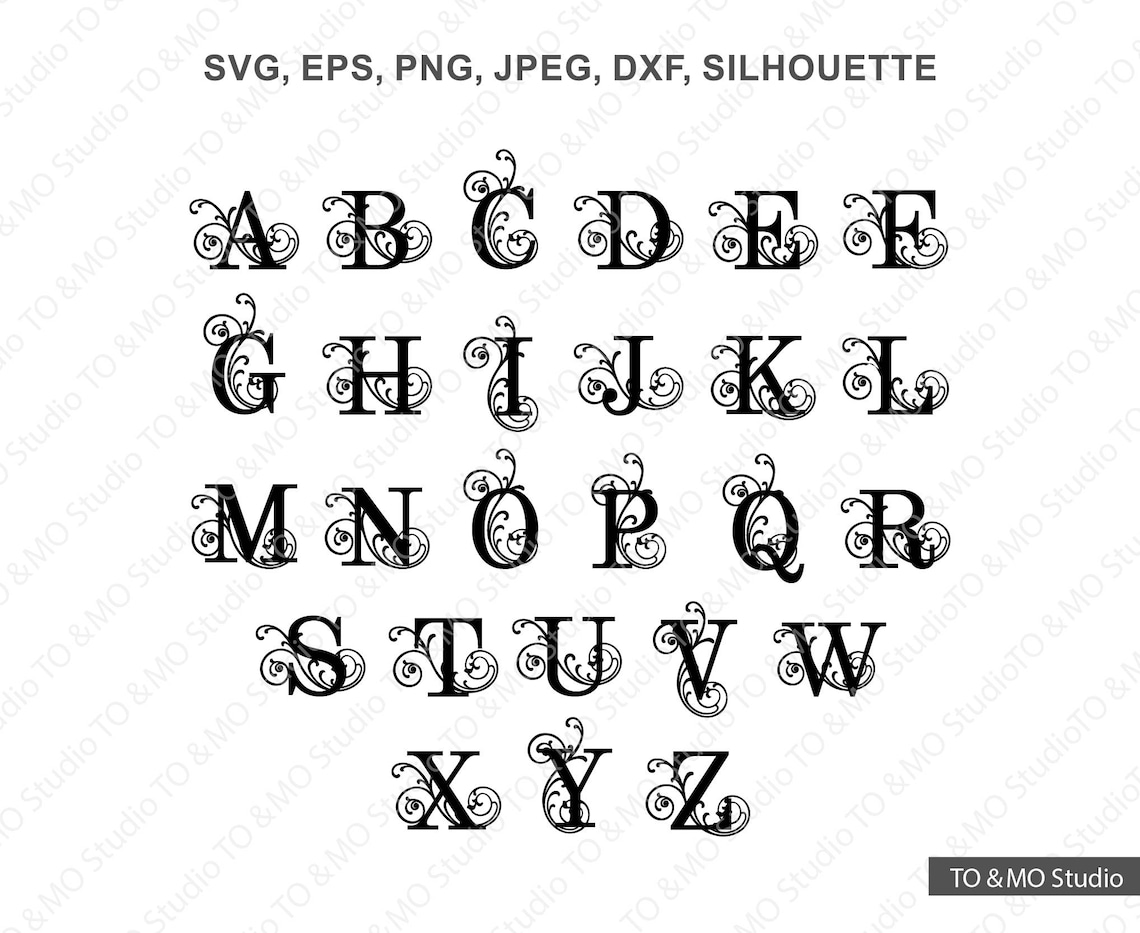 Monogram Svg, Monogram Alphabet Svg, Monogram Clipart, Flourish ...