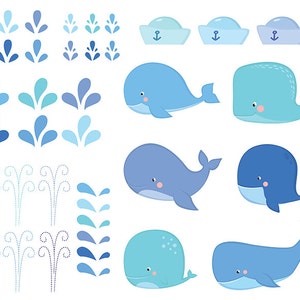 Cute Little Whale Clip Art & Vectors - Invitation, Crafting, Baby ...