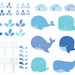 Cute Little Whale Clip Art & Vectors - Invitation, Crafting, Baby ...