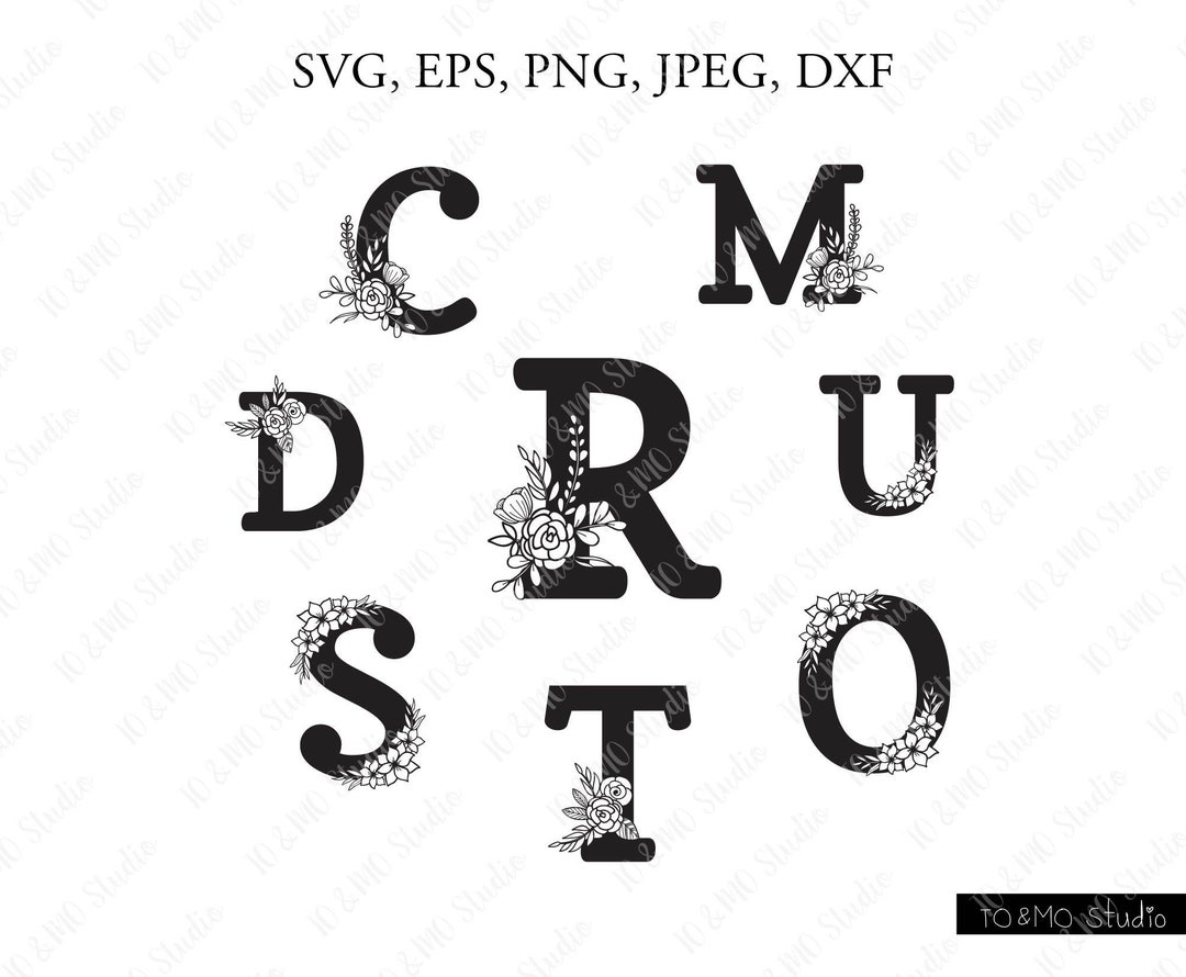 Monogram Svg, Monogram Alphabet Svg, Monogram Clipart, Flower Alphabet ...