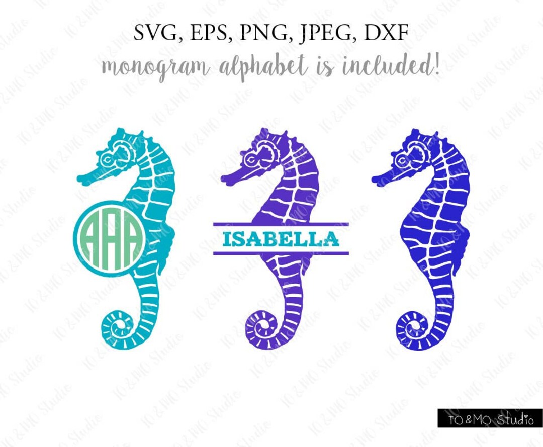 Seahorse Svg, Seahorse Monogram Svg, Monogram Svg, Sea Clipart Svg ...