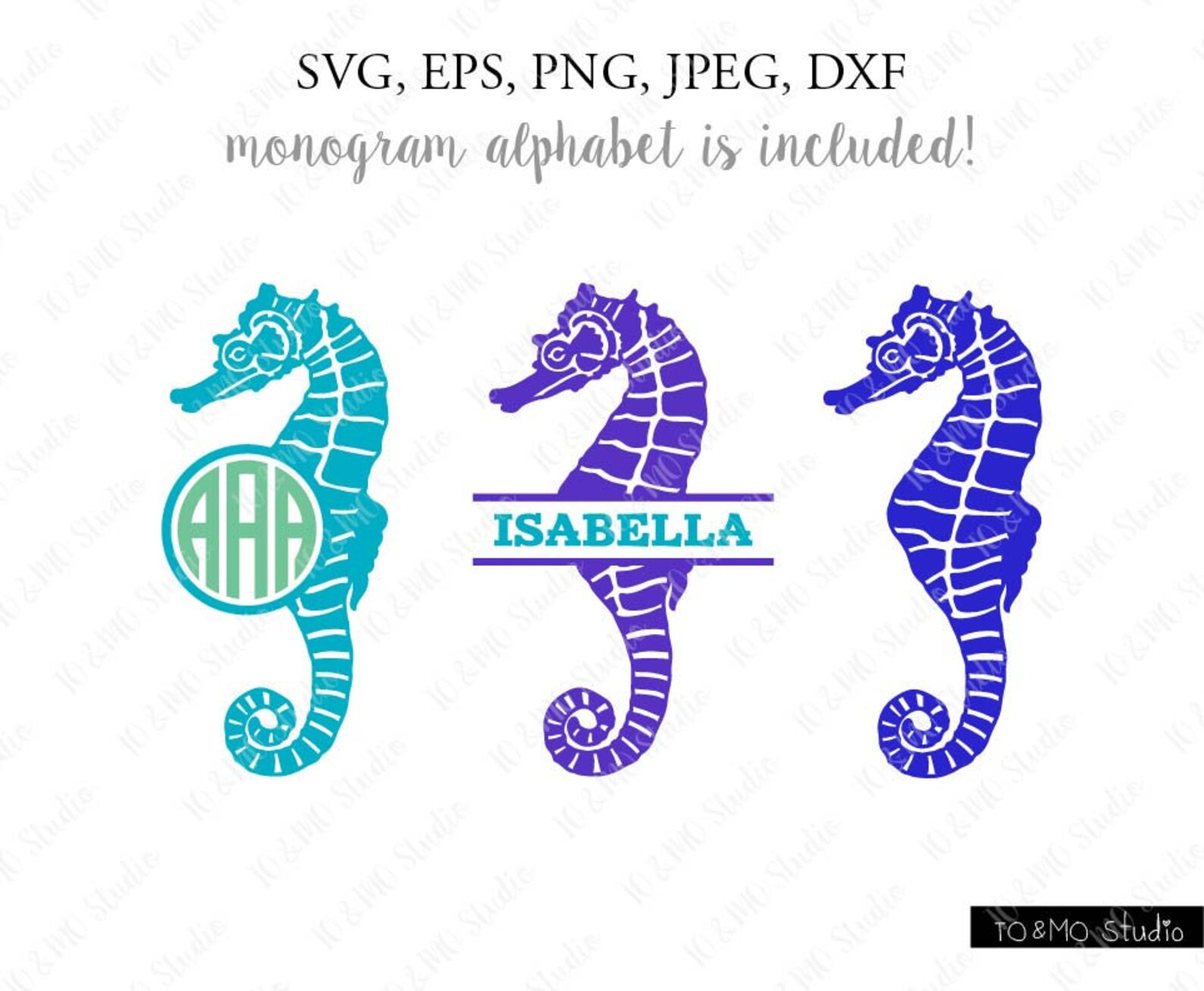 Seahorse Svg Seahorse Monogram Svg Monogram Svg Sea Clipart | Etsy