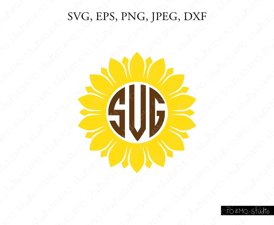 Sunflower SVG, Sunflower Monogram Svg, Flower Svg, Sunflower Clipart ...