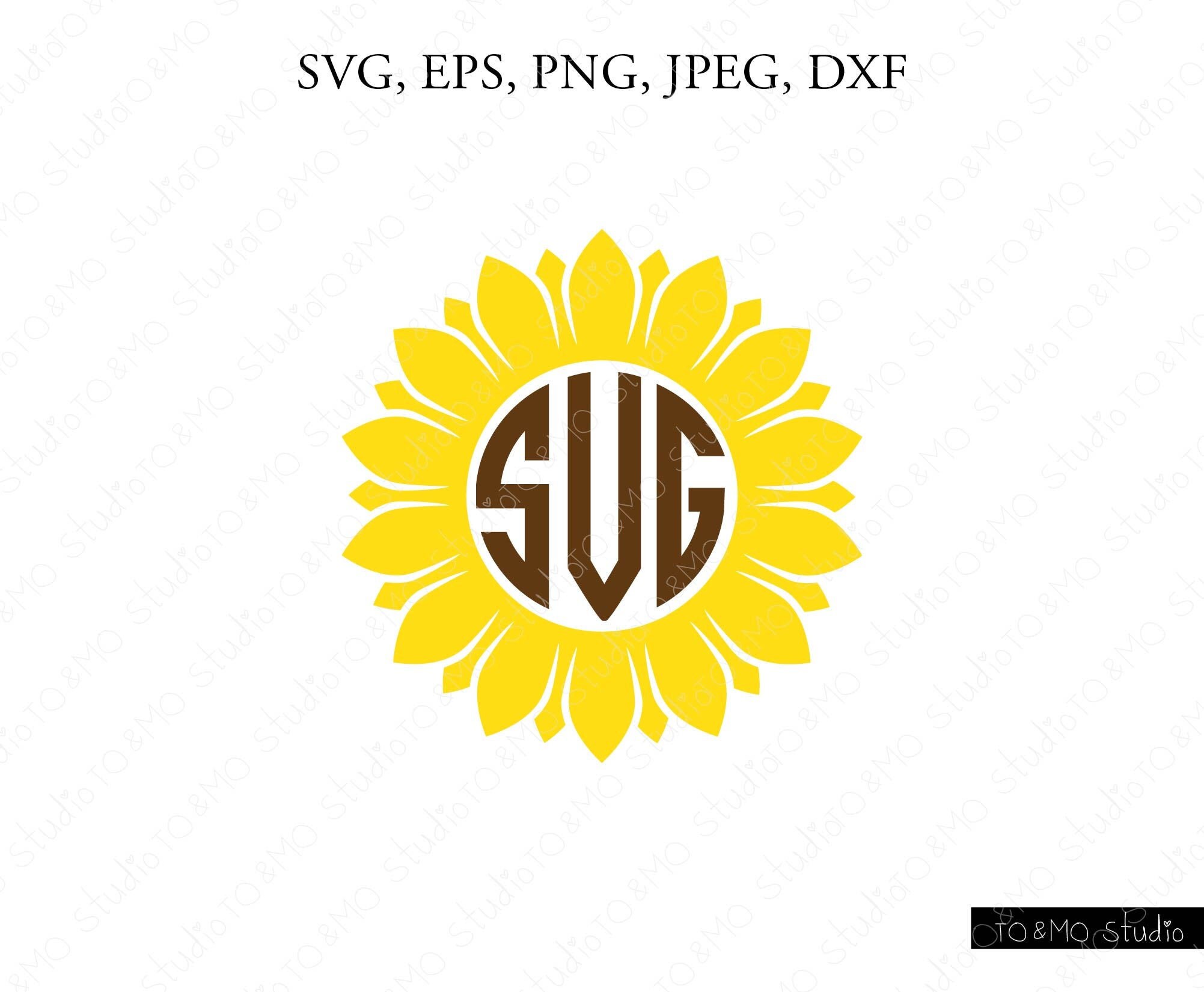 Sunflower SVG, Sunflower Monogram Svg, Flower Svg, Sunflower Clipart ...
