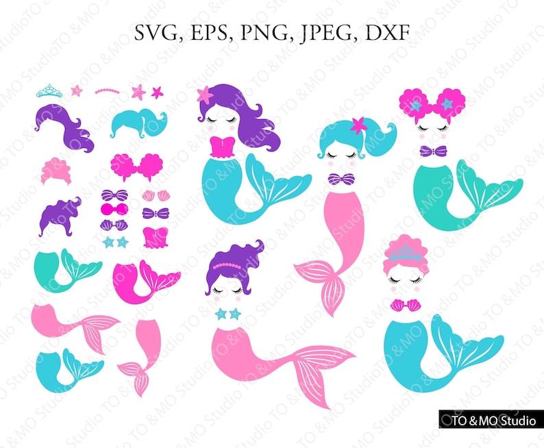 Mermaid SVG Mermaid Bundle SVG Mermaid Monogram Svg Cute | Etsy