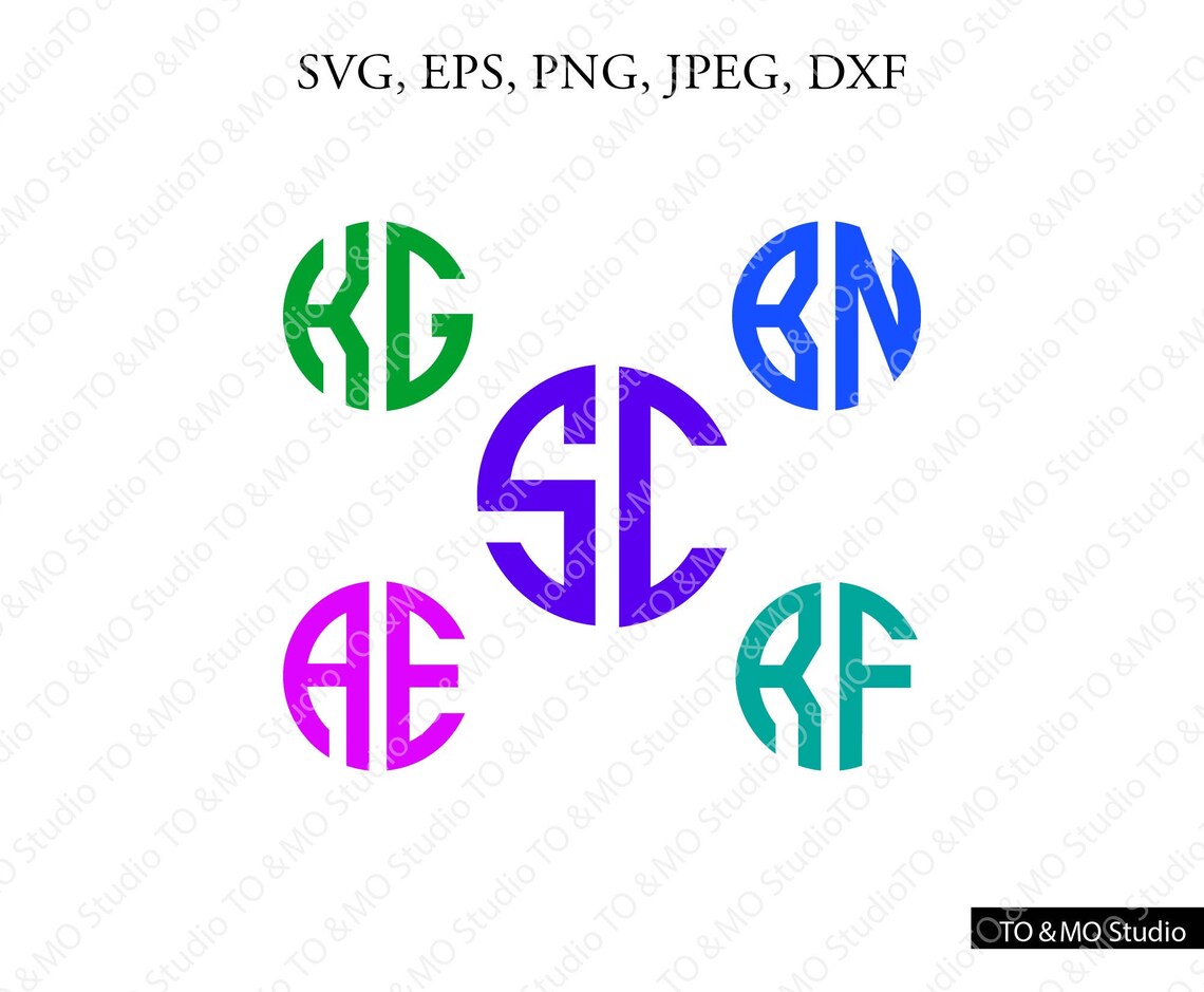 Monogram 2 Letters Svg Monogram Alphabet 2 Letters Circle - Etsy