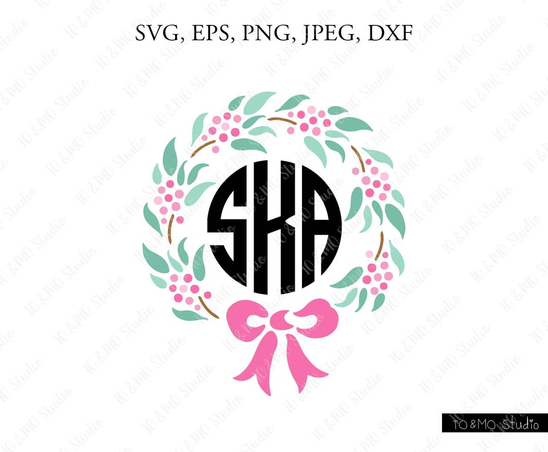 Monogram Wreath Floral SVG, Wreath Clipart, Floral Wreath SVG, SVG ...