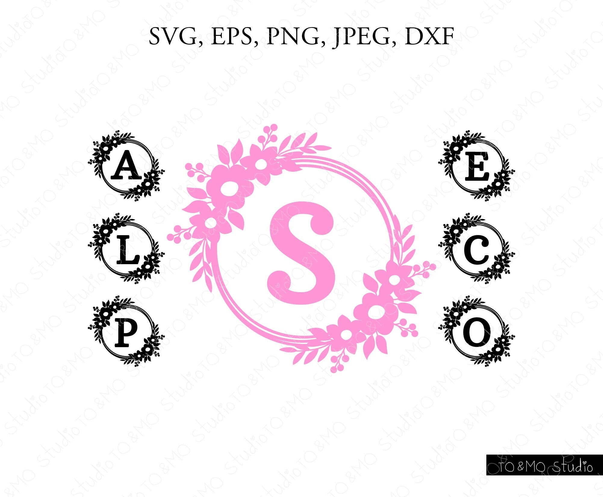 Monogram Svg Monogram Alphabet Svg Monogram Clipart Flower - Etsy