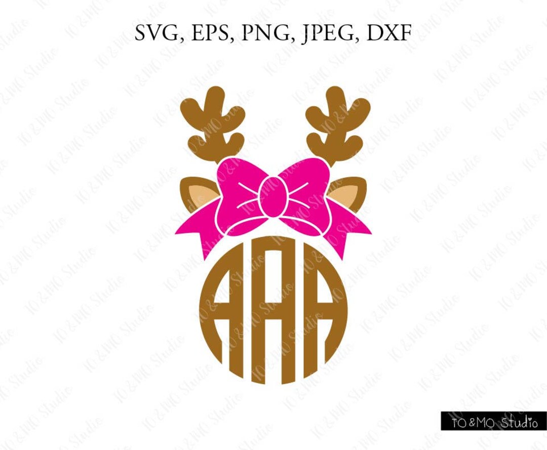 Reindeer Monogram SVG, Reindeer Svg, Reindeer Clip Art, Reindeer Face ...