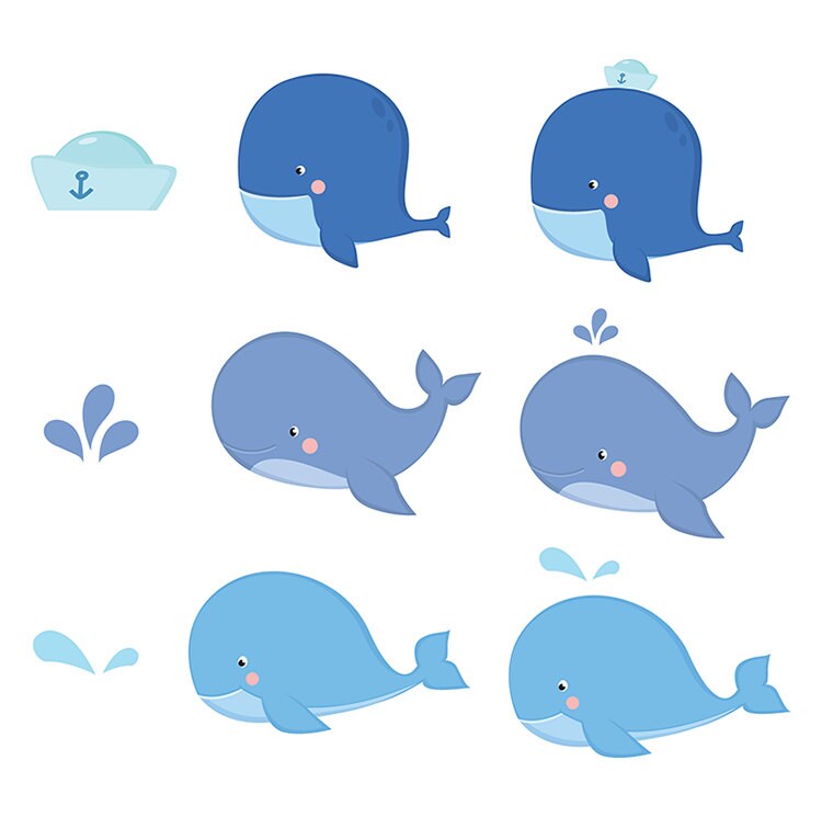 Cute Little Whale Clip Art & Vectors Invitation Crafting - Etsy