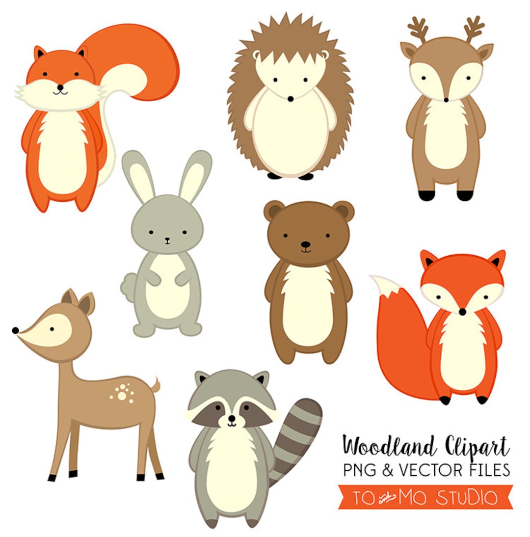 Woodland Animals Clip Art & Vectors - Invitation, Crafting, Baby Shower ...