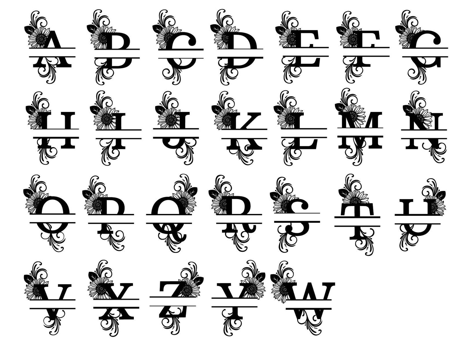 Monogram Svg Monogram Alphabet Svg Monogram Clipart | Etsy