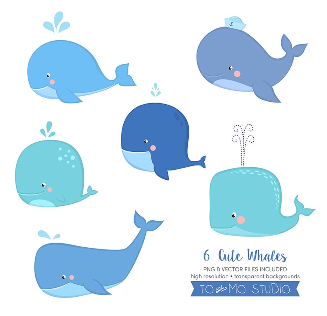 Cute Little Whale Clip Art & Vectors - Invitation, Crafting, Baby ...