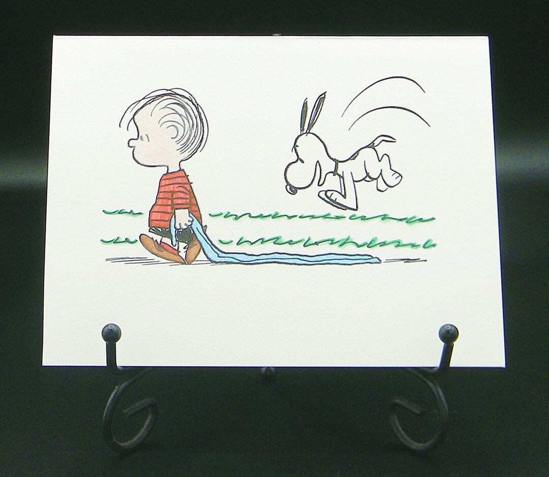 Snoopy on Linus' Blanket: Add a Greeting or Leave Card Blank - Etsy