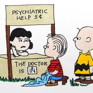 Charlie Brown, Linus, Lucy Psychiatric Booth: Add a Greeting or Leave ...