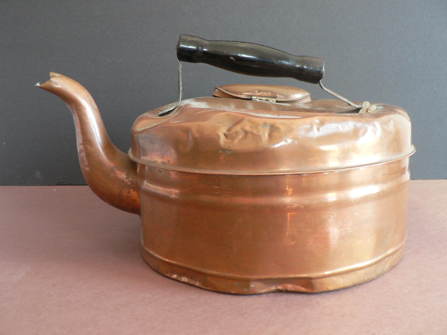 ANTIQUE Extra Large Copper Kettle Tin Lined SAVOY PAT. | Etsy