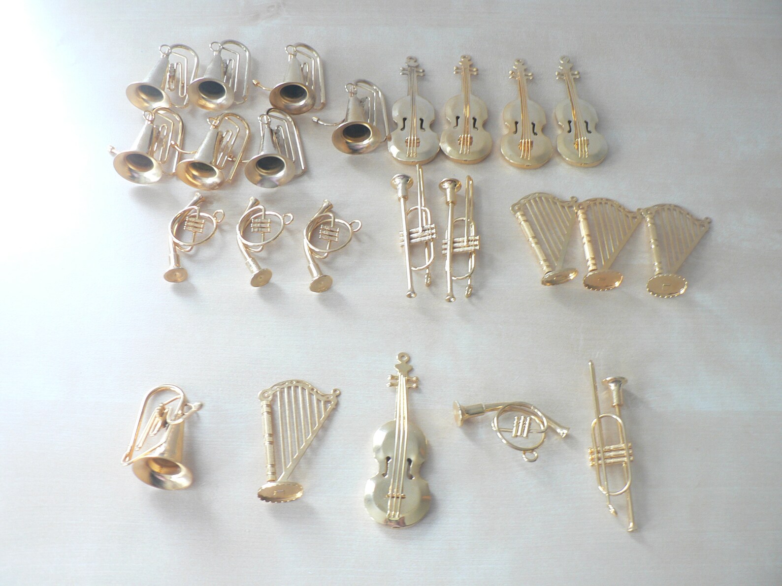 1 0ne Gold Metal Musical Instrument Ornament Cello Harp - Etsy Canada
