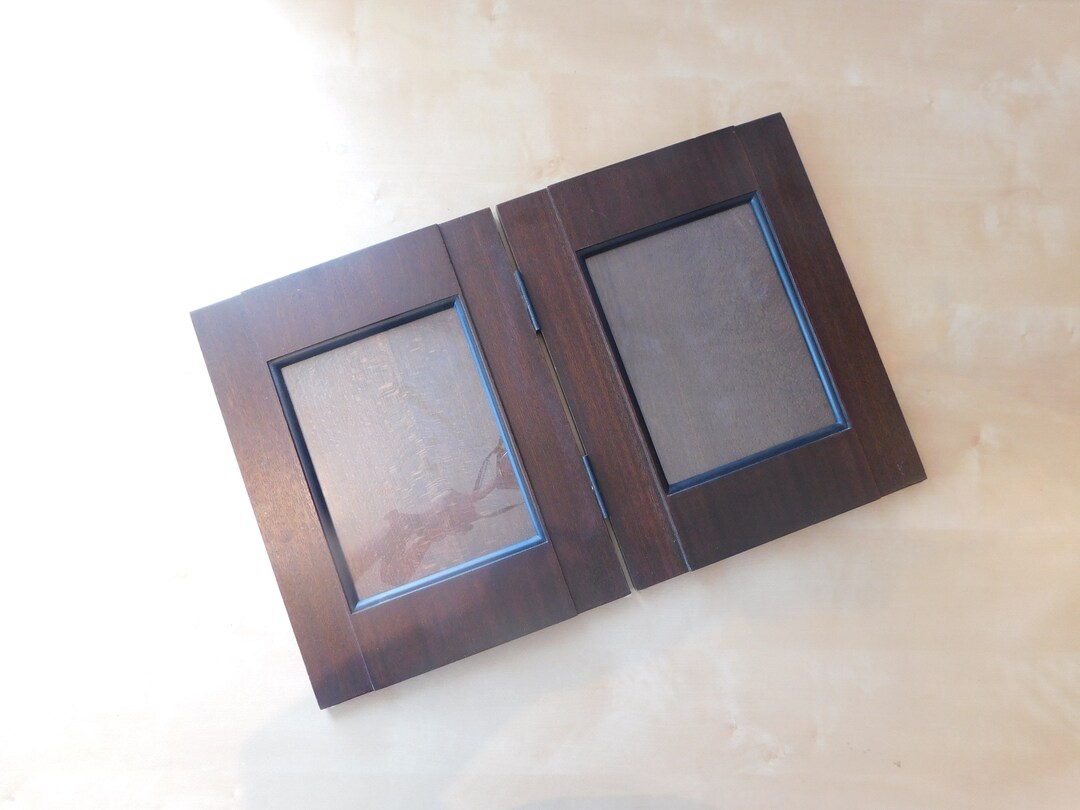 Large Brown Wooden Bi-fold Frame - Etsy