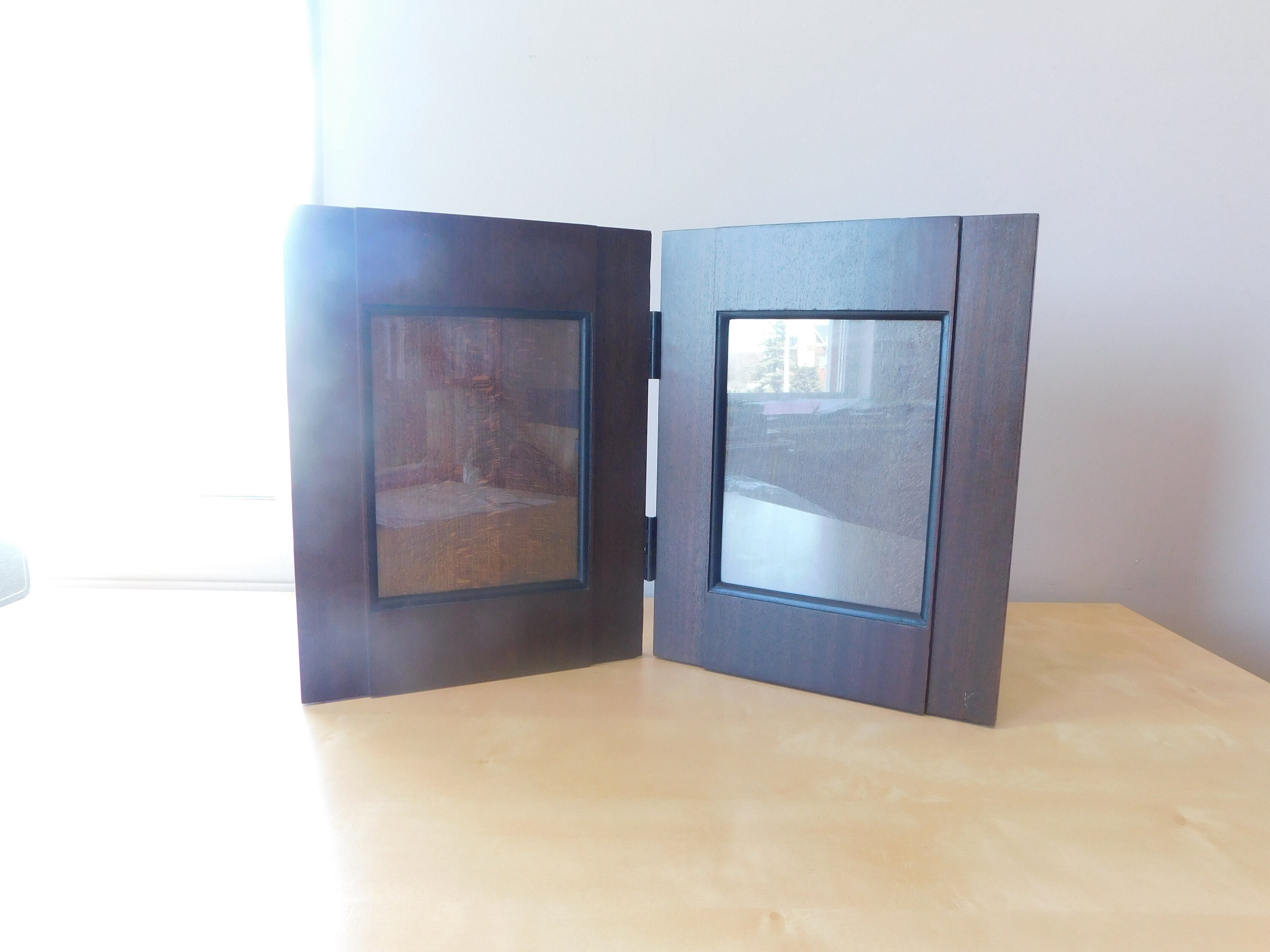 Large Brown Wooden Bi-fold Frame | Etsy