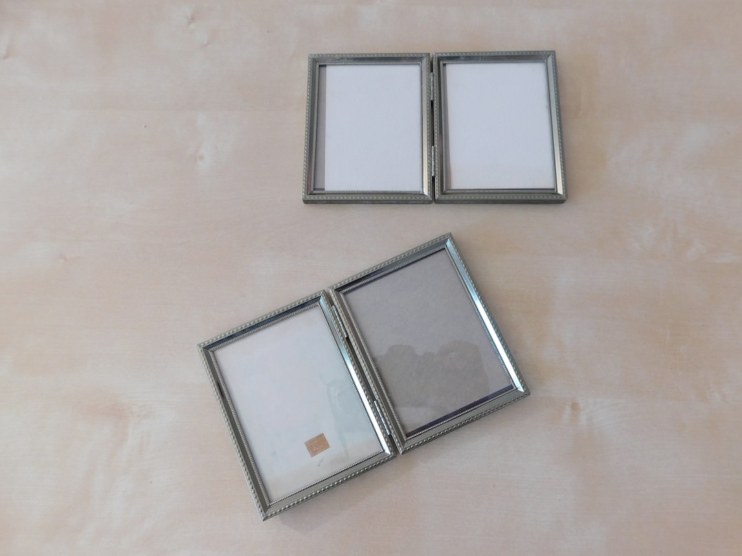 Vintage Bi-fold Gold Metal Frame - Dual Photo Frame - Etsy