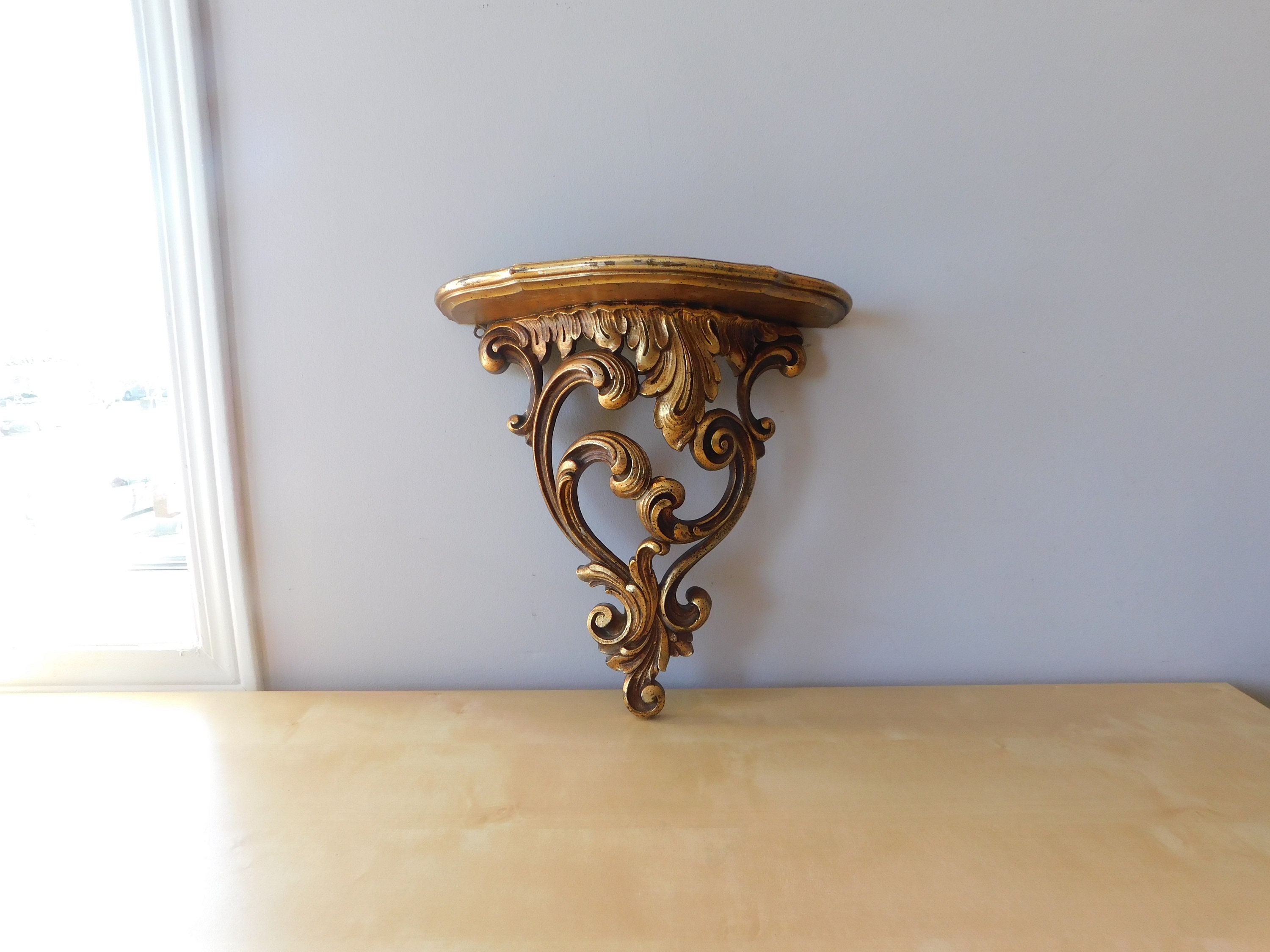 Ornate Gold Gilt Scroll Wall Shelf by Syroco USA Wall - Etsy