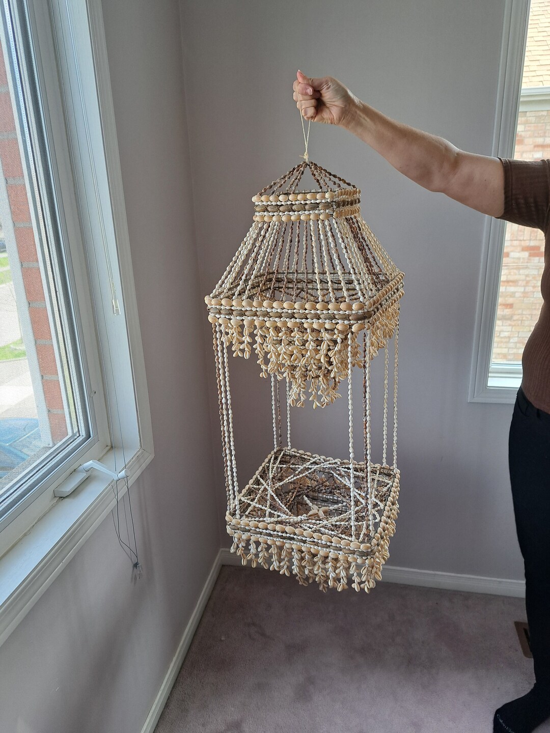 Large Hanging Shell Chandelier Plant Holder - 70's Boho Plant Holder - Etsy