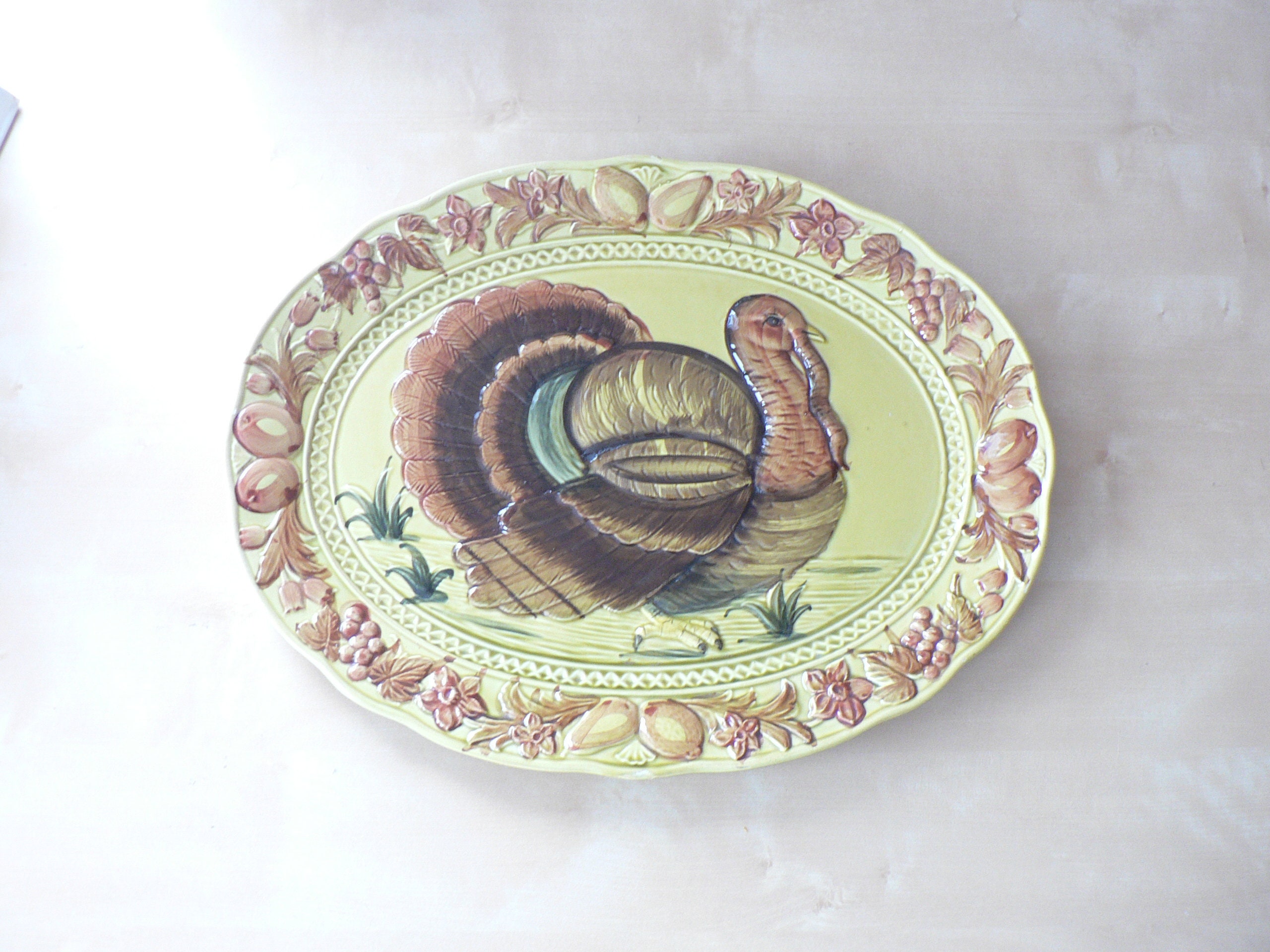Ceramic Turkey Platter Hand-painted Serving Platter Japan - Etsy