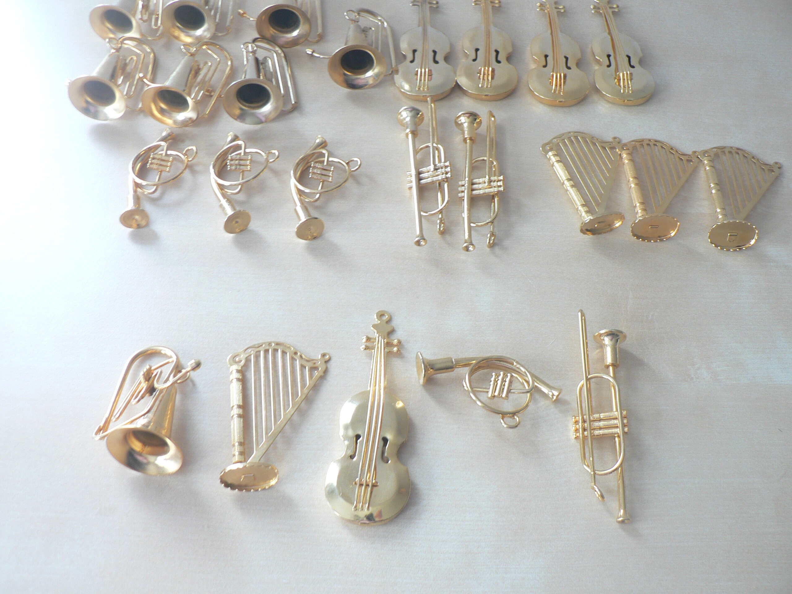 1 0ne Gold Metal Musical Instrument Ornament Cello Harp - Etsy Canada