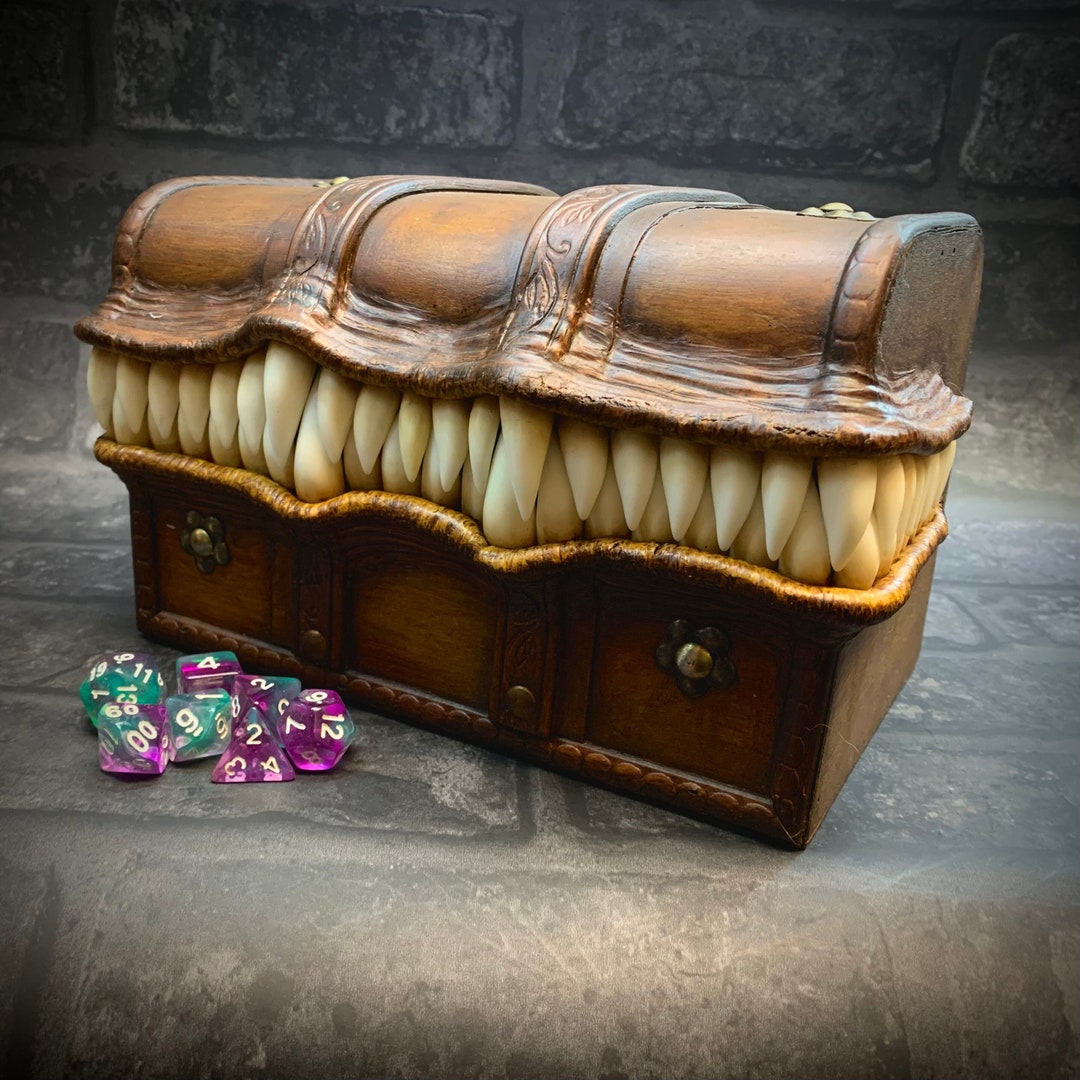XL Mimic Chest. Dice Box Fantasy Monster D&D Gaming Storage Trinket ...