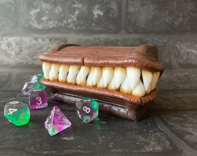 Small Mimic Chest. D&D Dice Box. Fantasy Monster RPG Storage Trinket ...