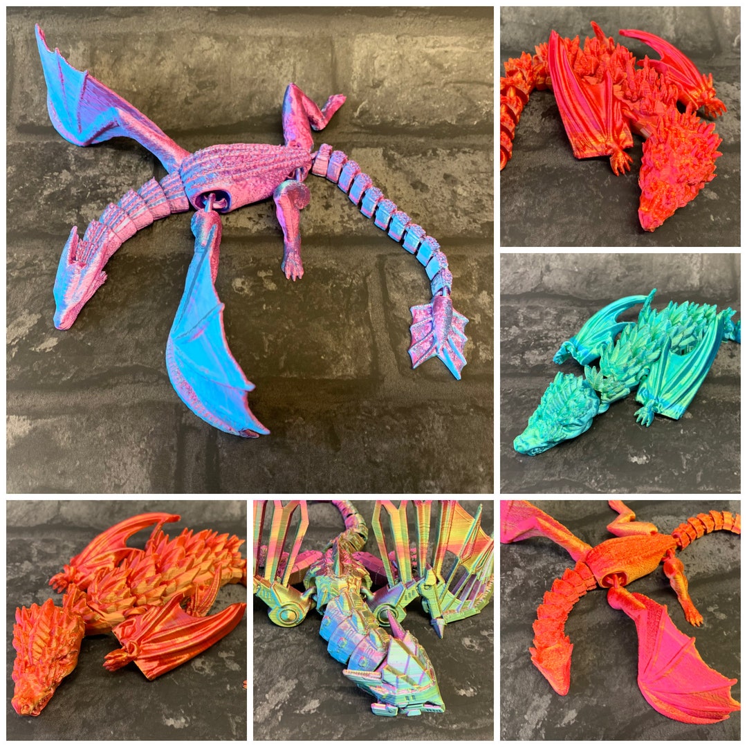 Articulated Dragons, Small. 3D Printed, Metallic, Rainbow, Multicolour ...