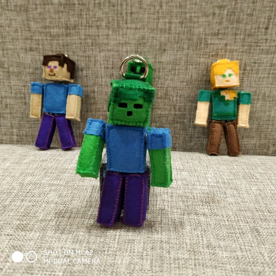 Minecraft Inspired Zombie Felt Keyring Keychain Stuffed | Etsy