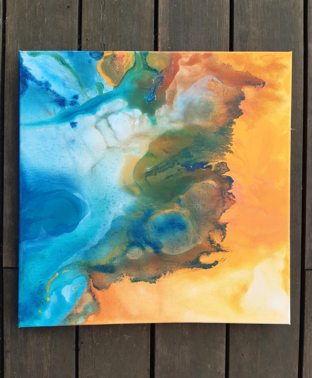 Abstract Painting Orange/blue Contrast - Etsy