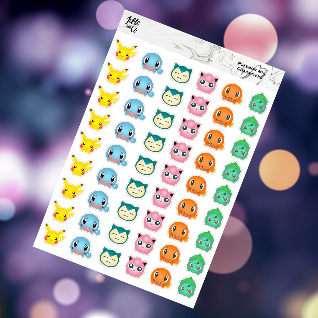54 Stickers Pokemon Stickers Pikachu Squirtle Pokemon Base Character ...