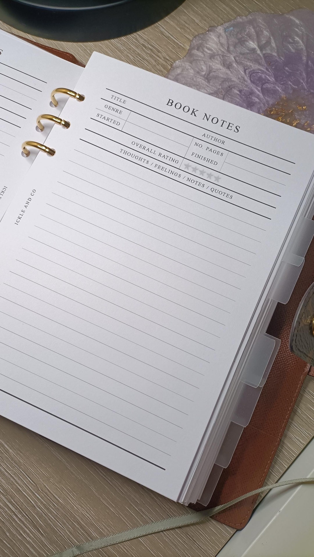 Printed A5 Size Reading Journal Bookish Gifts Book Review Reading ...