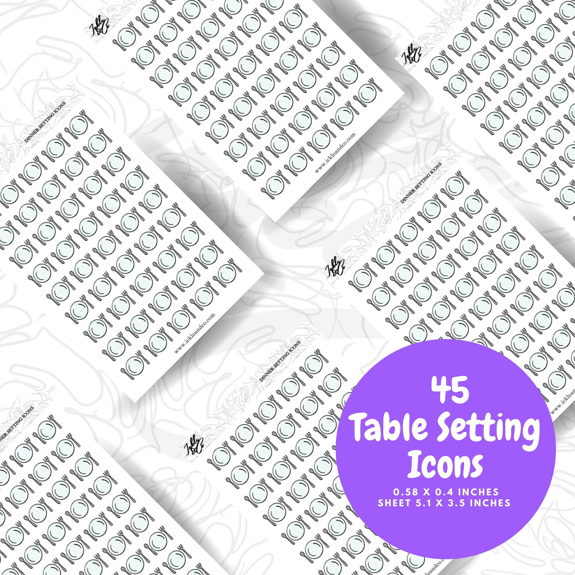 45 Dinner Stickers Table Setting Meal Planning Planner - Etsy