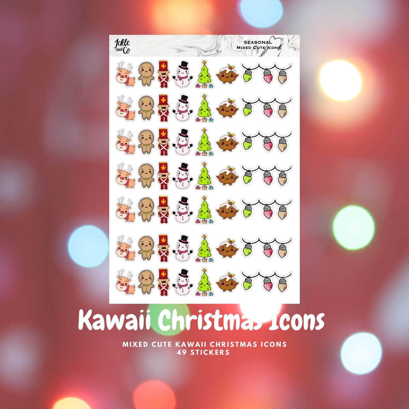 49 Kawaii Christmas Icon Stickers Christmas Stickers - Etsy