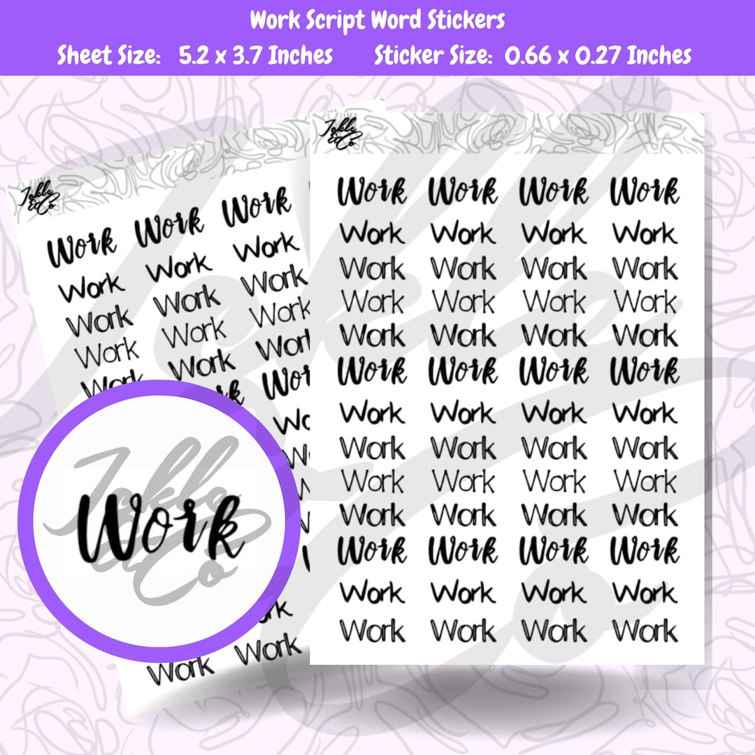 Work Script Word Stickers Bullet Journal Planner Stickers Work Stickers ...