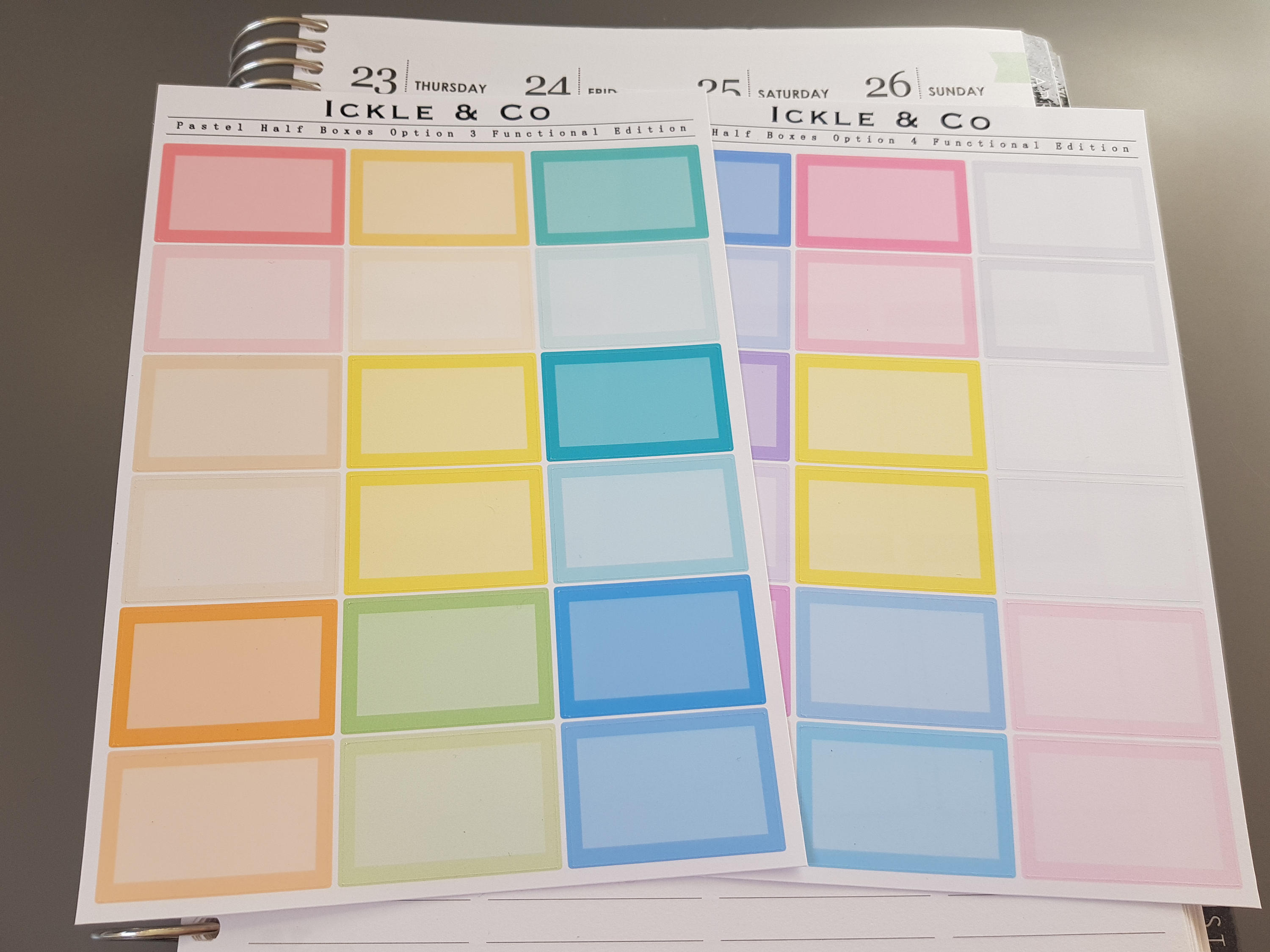 Pastel Coloured Half Boxes Planner Stickers Functional Edition | Etsy