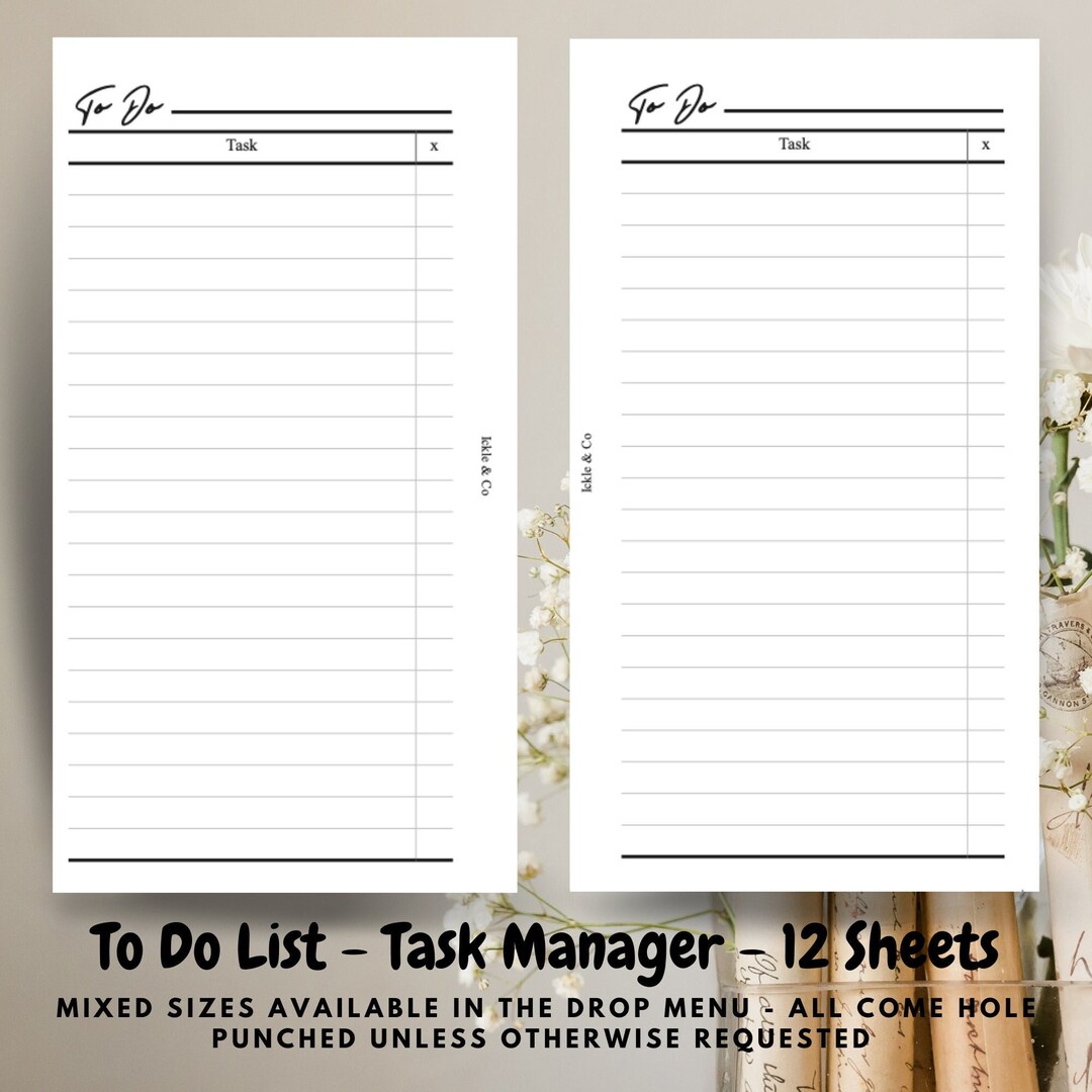 12 Sheets Printed Inserts to Do Inserts List Insert Planner Inserts ...