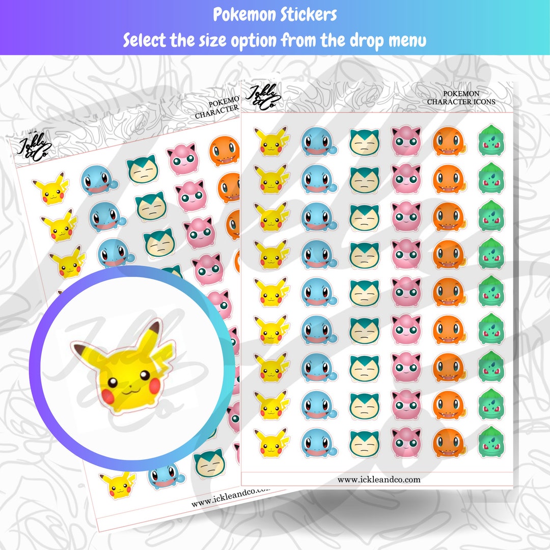 54 Stickers Pokemon Stickers Pikachu Squirtle Pokemon Base Character ...