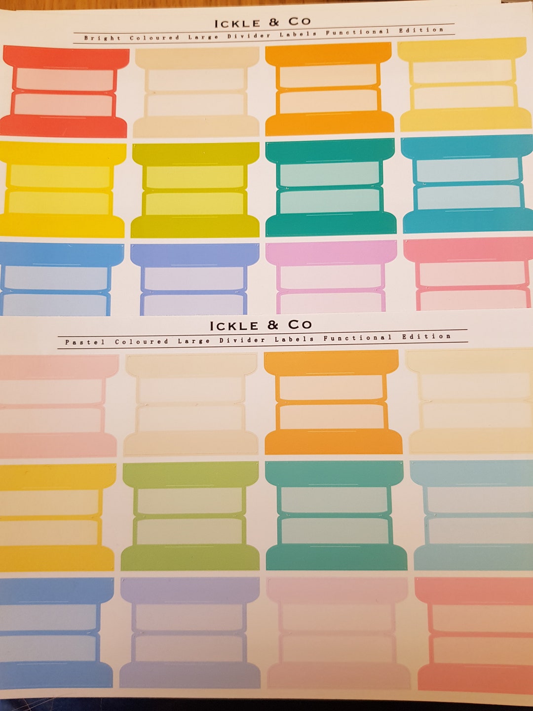 Large Sized Coloured Planner Divider Tab Stickers / Divider - Etsy