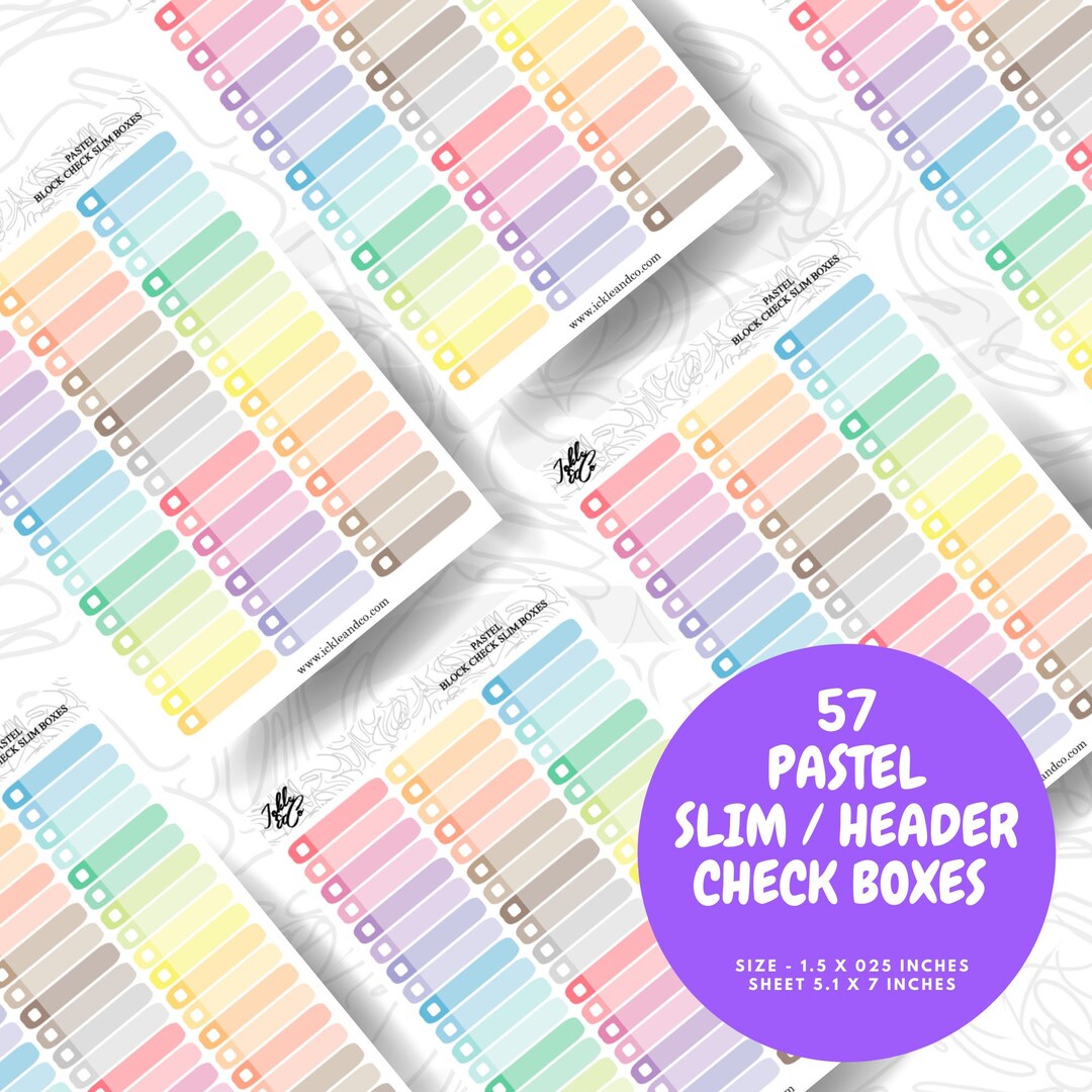 57 Bright / Pastel / Neutral Coloured Mini Check Box Label | Planner ...