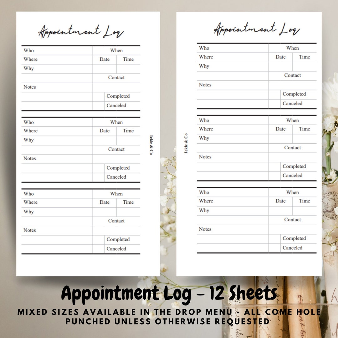 12 Sheets Printed Planner Inserts Appointment Tracker Inserts Don't ...